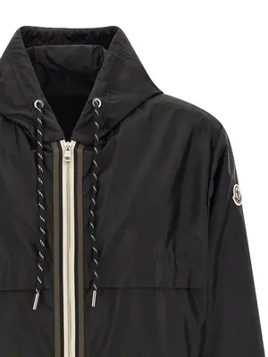 Moncler Logo Patch Hooded Zip-up Jacket - Black