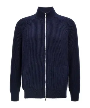 Brunello Cucinelli Malfilé English Rib Cardigan - Blue