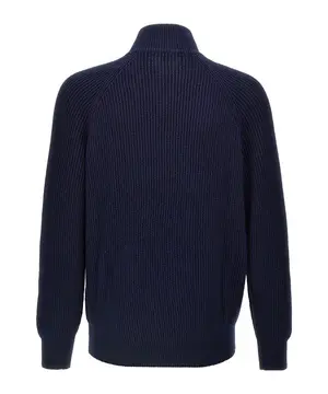 Brunello Cucinelli Malfilé English Rib Cardigan - Blue