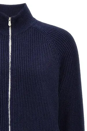 Brunello Cucinelli Malfilé English Rib Cardigan - Blue