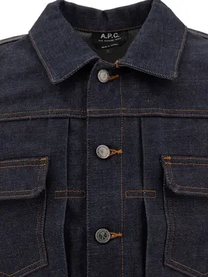 A.p.c. Indigo Denim Jacket With Button Closure And Cuffed Sleeves - No