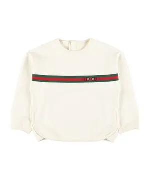 Gucci Cotton Sweatshirt With Web And Horsebit Detail