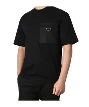 Prada Re-nylon And Jersey T-shirt With Zippered Pocket - Black