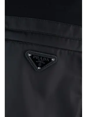 Prada Re-nylon And Jersey T-shirt With Zippered Pocket - Black