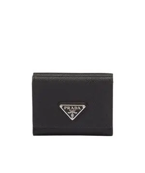 Prada Logo-plaque Press-stud Fastened Wallet - Black