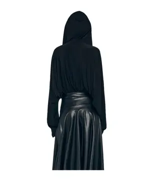 Norma Kamali Hooded Ruffled Blouse