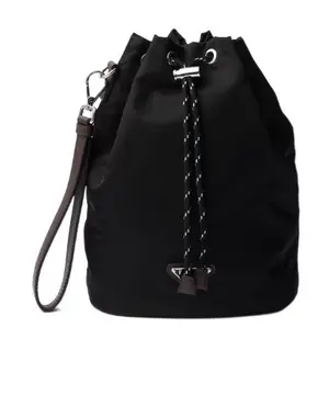 Prada Speedrock Re-nylon And Leather Pouch - Black