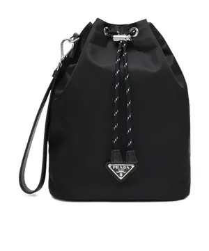Prada Speedrock Re-nylon And Leather Pouch - Black