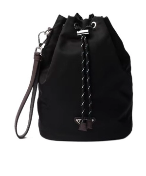 Prada Speedrock Re-nylon And Leather Pouch - Black