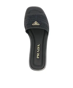 Prada Logo Plaque Square Toe Sandals