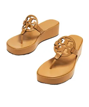 Tory Burch Miller 25mm Wedge Thong Sandals - Brown