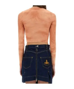 VIVIENNE WESTWOOD Ribbed Knit V-neck Cropped Jumper - No
