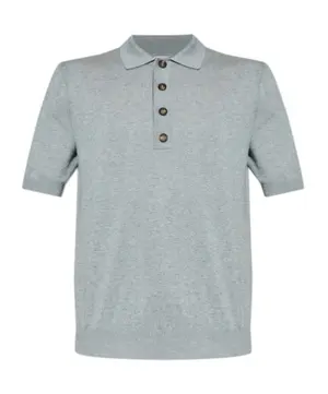 Eleventy Fine-knit Short-sleeved Polo Shirt - Grey