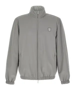 Brunello Cucinelli Logo Embroidered Reversible Jacket - Gray
