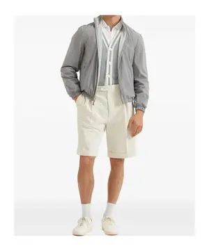 Brunello Cucinelli Logo Embroidered Reversible Jacket - Gray