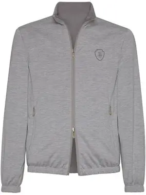 Brunello Cucinelli Logo Embroidered Reversible Jacket - Gray