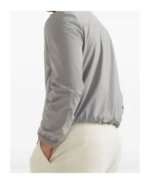 Brunello Cucinelli Logo Embroidered Reversible Jacket - Gray