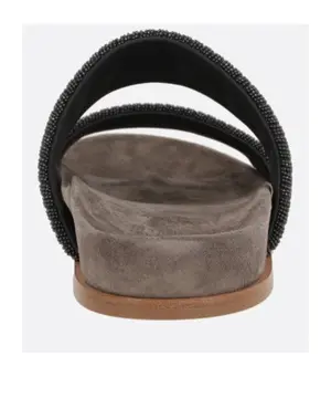 Brunello Cucinelli Embellished Strap Slides - Black