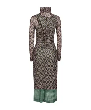 Dries Van Noten Printed Mesh Layered Midi Dress