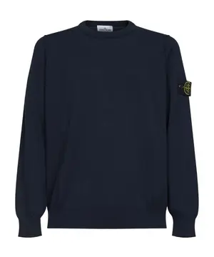 Stone Island Logo Patch Knitted Sweater - Blue