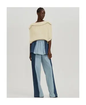 Fabiana Filippi Ribbed-knit Sleeveless Jumper With Shawl Collar - Nude