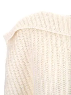 Fabiana Filippi Ribbed-knit Sleeveless Jumper With Shawl Collar - Nude
