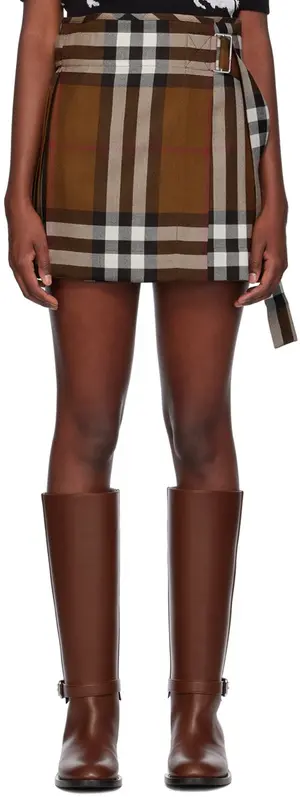 Burberry Checked Pleated Mini Skirt