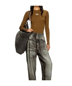DIESEL® Oval D Ribbed-knit Top - Brown