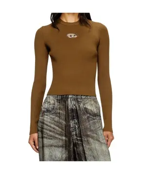 DIESEL® M-valari Ribbed Long Sleeve Top With Cut-out Detail