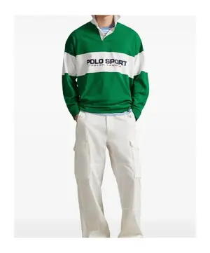 Ralph Lauren Polo Logo Stripe Rugby Polo Shirt