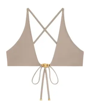 Celine Triomphe Triangle Top In Matte Jersey - Light Taupe