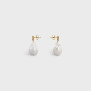 Celine Baroque Triomphe Earrings In Gold Brass And Cultured Pearls