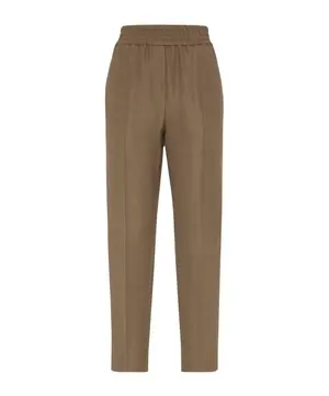 Brunello Cucinelli Fluid Twill Baggy Pull-on Trousers - Cocoa