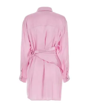 Balenciaga Logo Jacquard Collared Wrap Shirt Dress