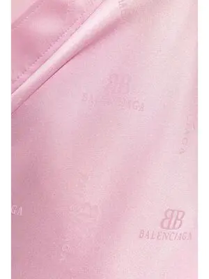 Balenciaga Logo Jacquard Collared Wrap Shirt Dress