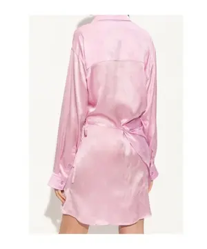 Balenciaga Logo Jacquard Collared Wrap Shirt Dress