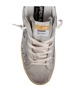 GOLDEN GOOSE Superstar Lace-up Sneakers With Glitter Detailing - Gray