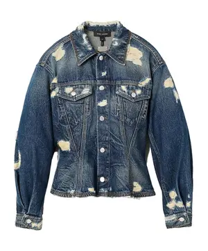 Marc Jacobs Rip And Repair Fluted Denim Jacket - Blue