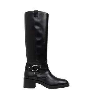 STUART WEITZMAN Knee High Round Toe Boots With Buckled Detail