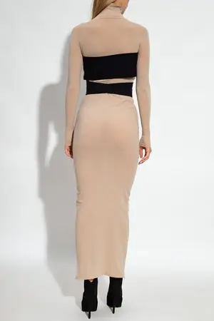 Alaïa Long-sleeved Midi Dress With Embroidered Logo Detail