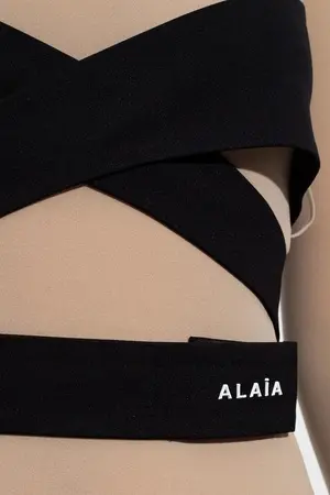Alaïa Long-sleeved Midi Dress With Embroidered Logo Detail