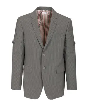 Thom Browne Wide Shoulder Seersucker Blazer