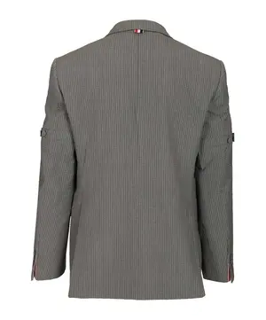 Thom Browne Wide Shoulder Seersucker Blazer
