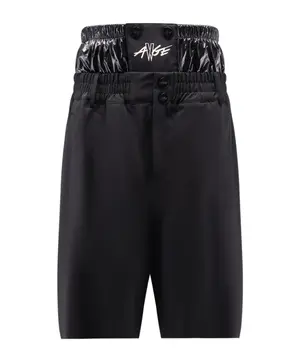 Moncler X Asap Rocky Logo Printed Layered Shorts - Black