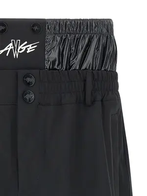 Moncler X Asap Rocky Logo Printed Layered Shorts - Black