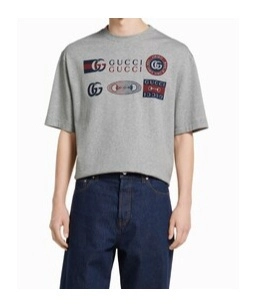 Gucci Printed Cotton Jersey T-shirt - Light Gray