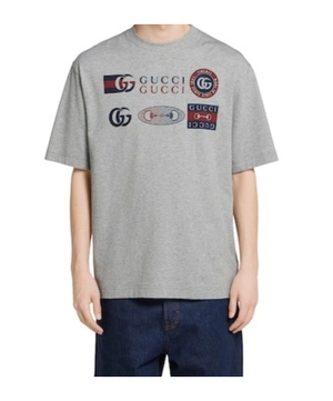 Gucci Printed Cotton Jersey T-shirt - Light Gray