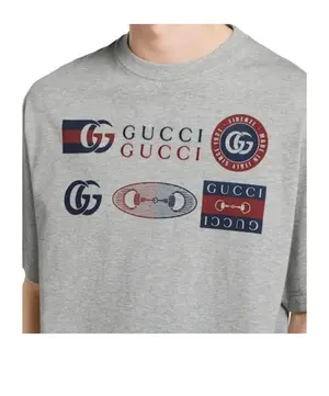 Gucci Printed Cotton Jersey T-shirt - Light Gray