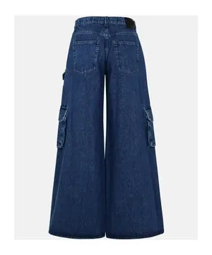 Off-White Logo Patch Wide Leg Jeans