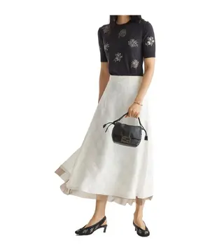 Fendi Floral Jacquard Midi Skirt - White